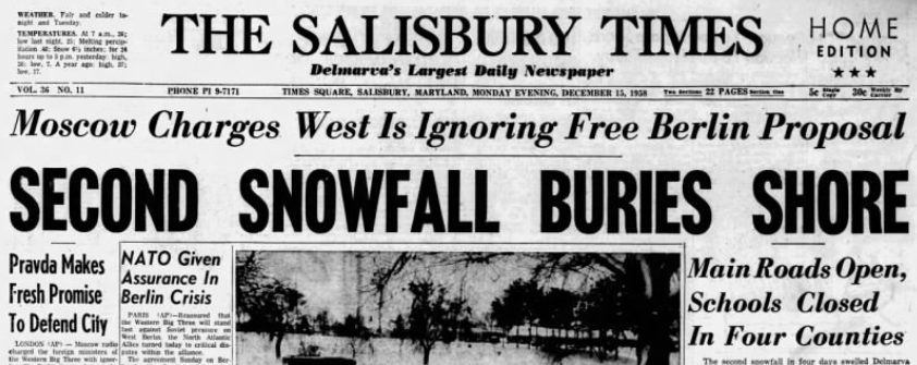 The Pocomoke Public Eye: Oh! That December Of 1958.
