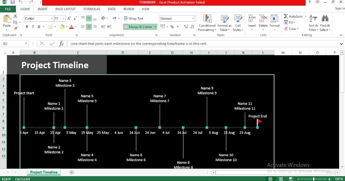 Project Timeline With Milestones Excel Template - Software engineering
