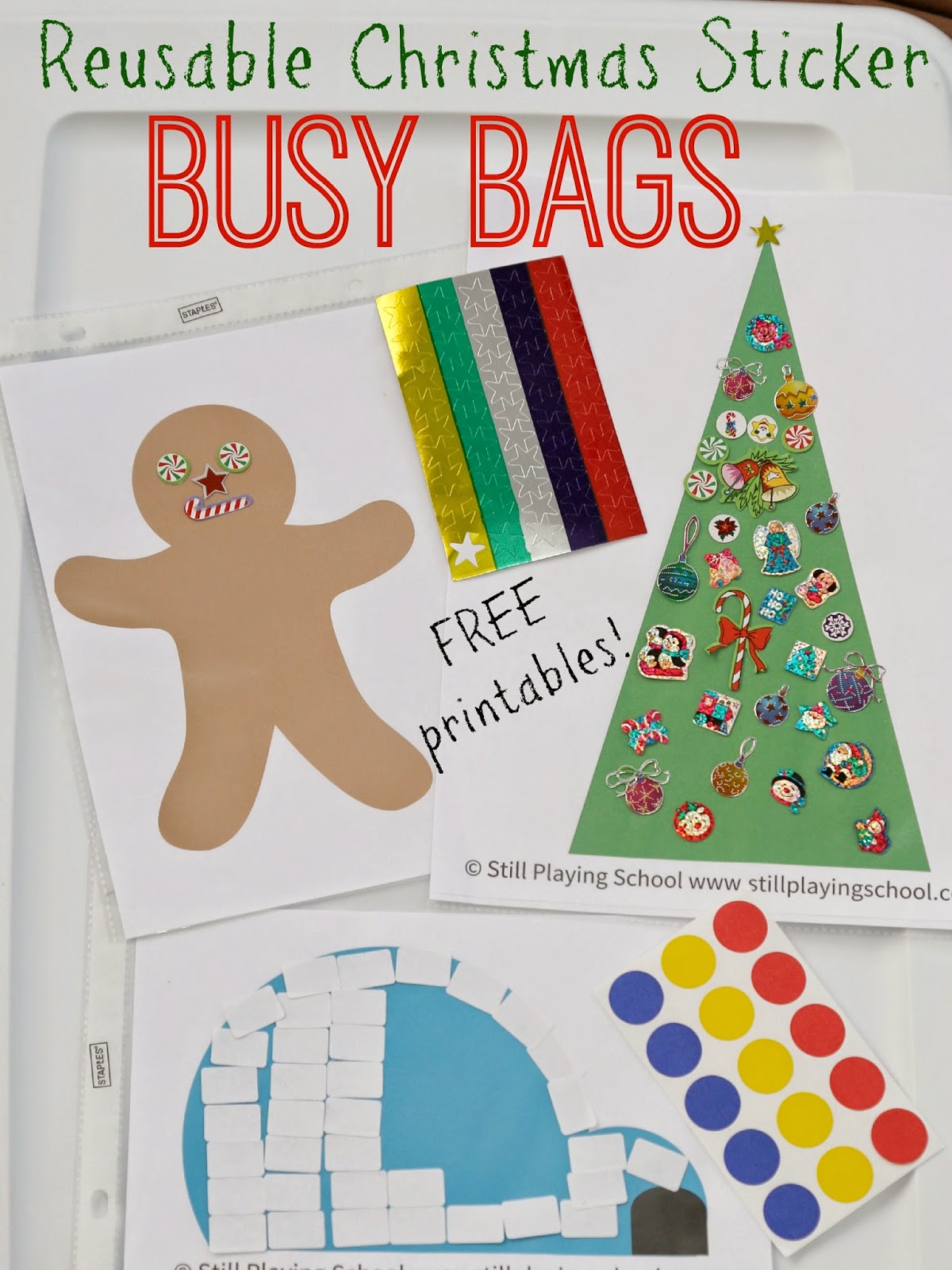 Reusable Christmas Sticker Busy Bags | Still Playing School