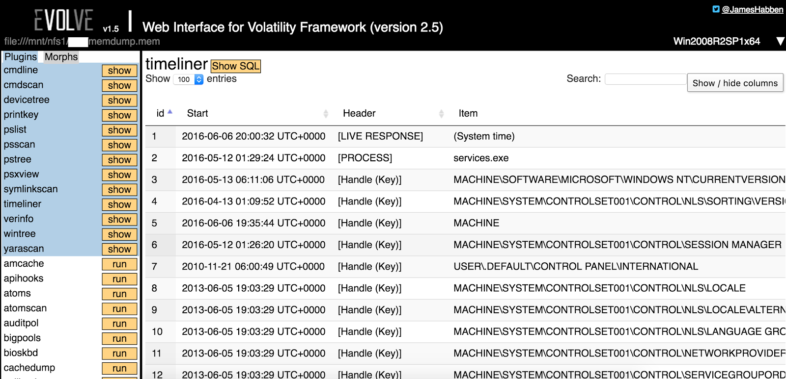 Evolve: una GUI web para Volatility ~ Security By Default