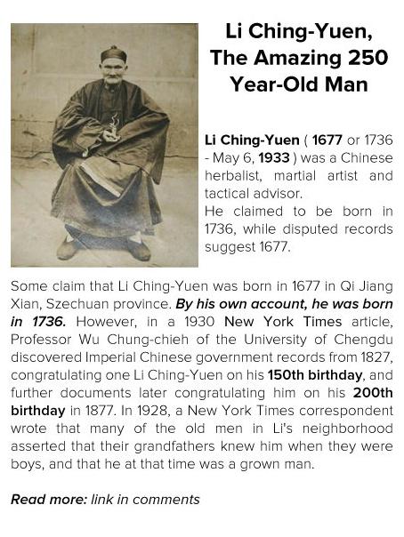 LI CHING-YUEN, EL “HOMBRE” QUE VIVIÓ 256 AÑOS