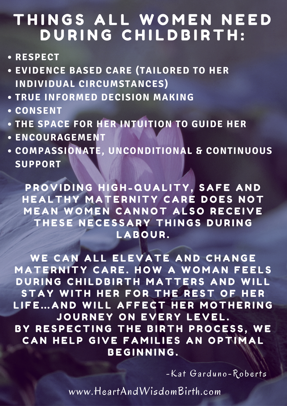 ...Heart and Wisdom Birth...: Things All Women Need During Childbirth