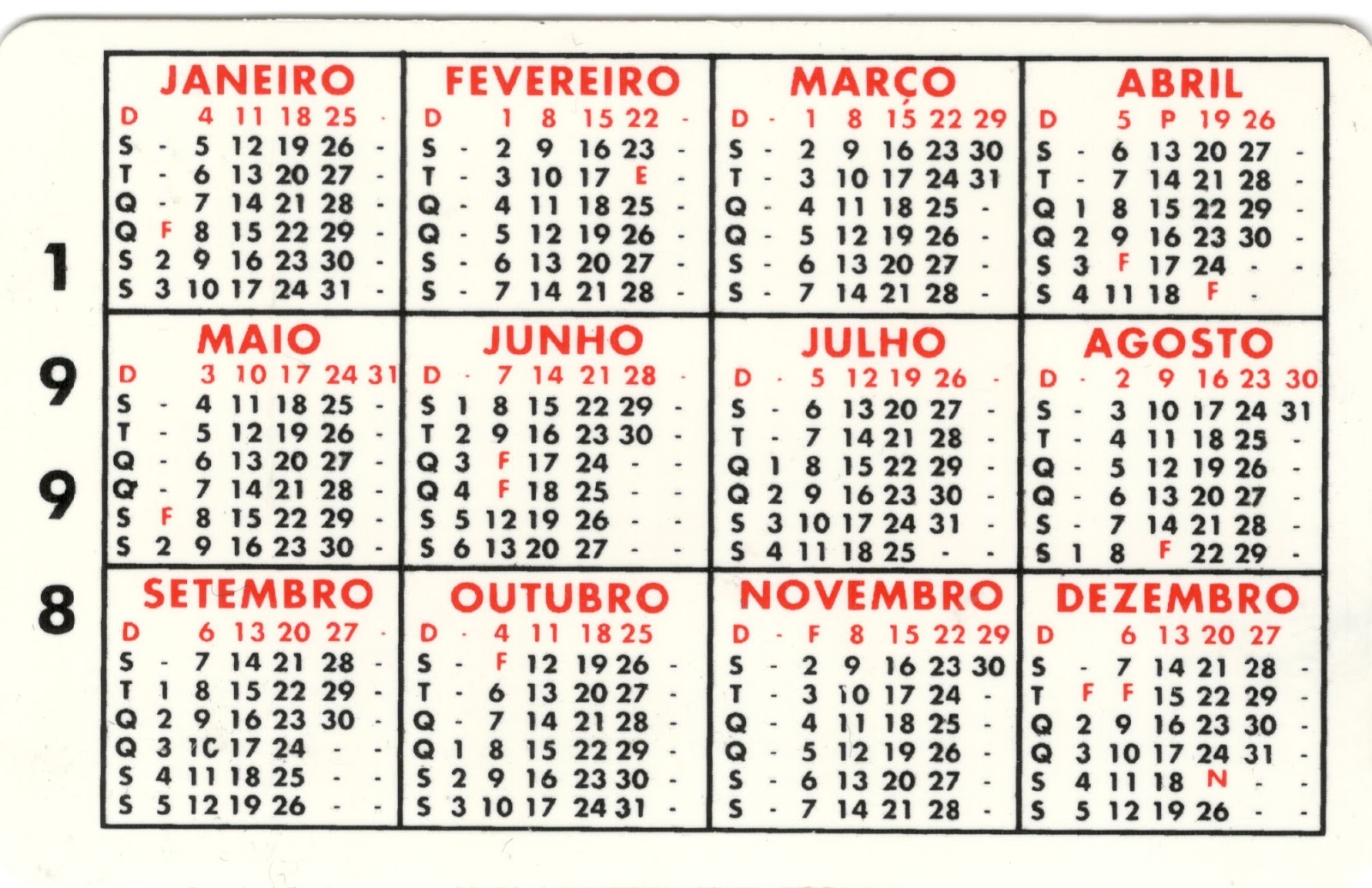 A minha Santarém: Calendário do Quiosque Modelo - 1998