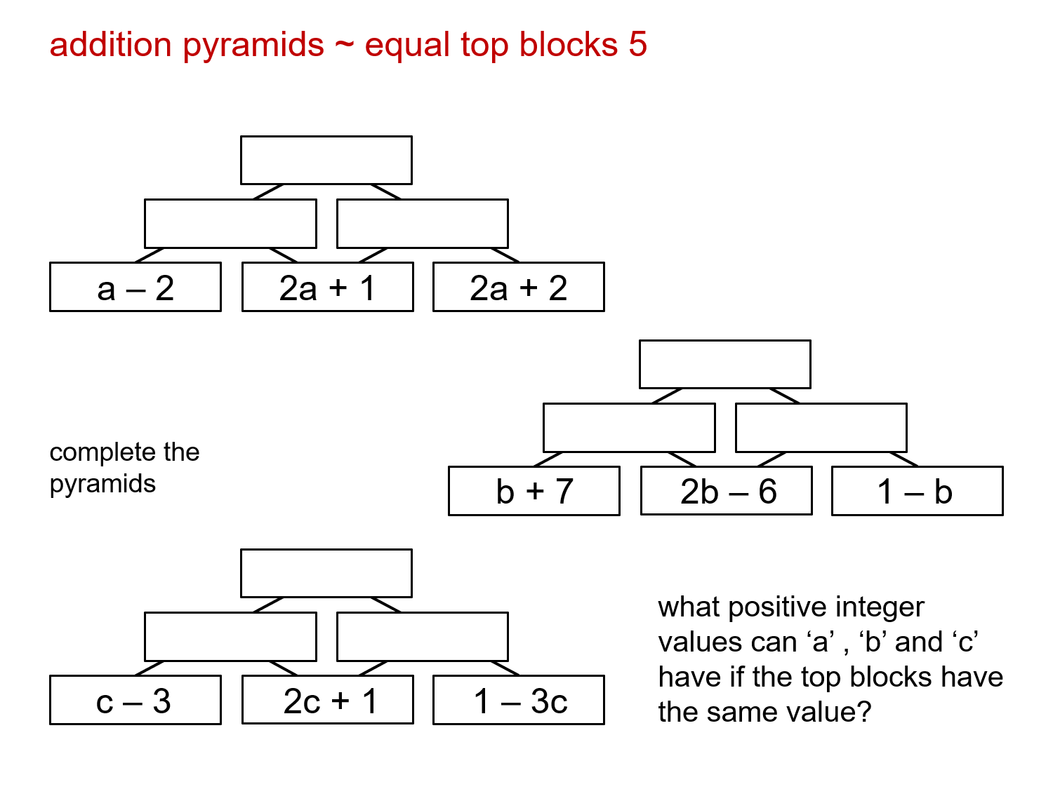 MEDIAN Don Steward mathematics teaching: equal tops pyramids