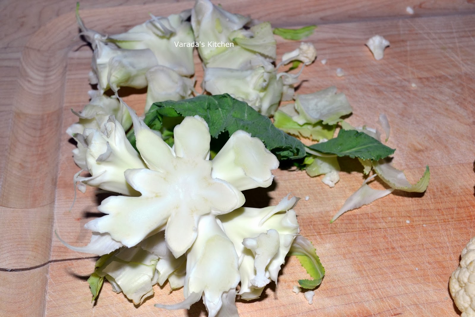 Varada's Kitchen and Garden: Cauliflower Stalk Bai (Soupy bhaji)