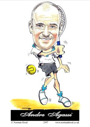 THE CARTOONSTORE: ANDRE AGASSI - TENNIS LEGEND