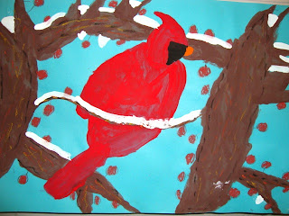 Thomas Elementary Art: 3rd Grade Winter Cardinals