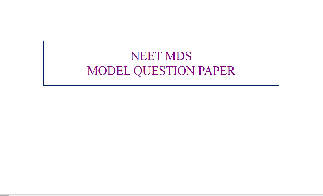 NEET MDS previous year question paper with answer key | Asan Job Portal
