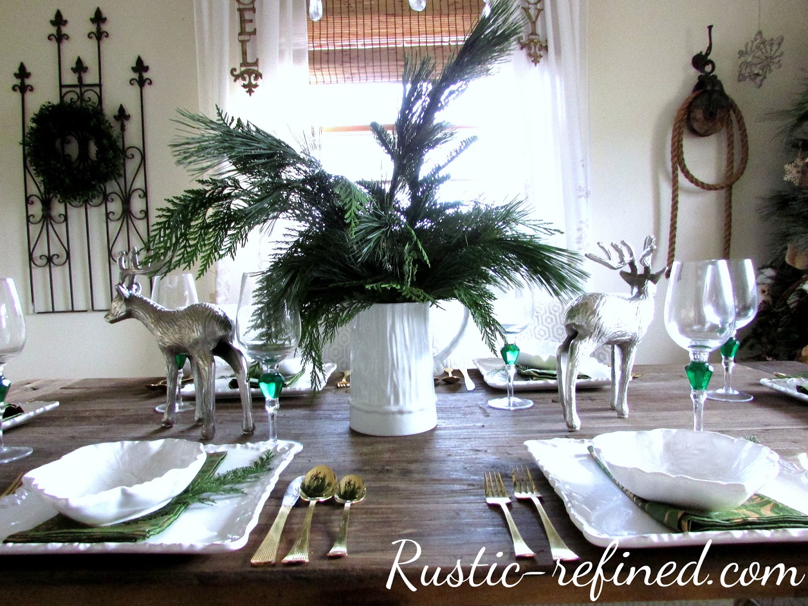 Christmas Tablescape Using Fresh Greenery | Rustic & Refined