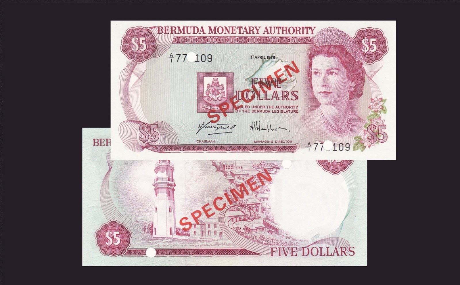 COLLECTORBOX - World banknotes and coins: Bermuda 1978-1984 SPECIMEN ...