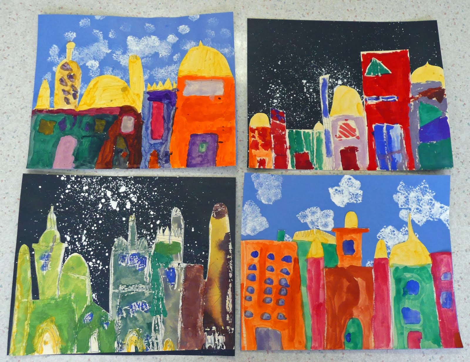 that artist woman: Pastel Resist Night Skyline