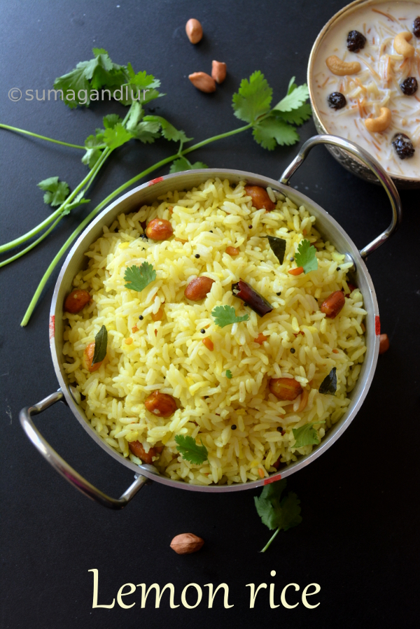 Veggie Platter: Lemon Rice / Nimmakaaya Pulihora / Nimbekaayi Chitranna