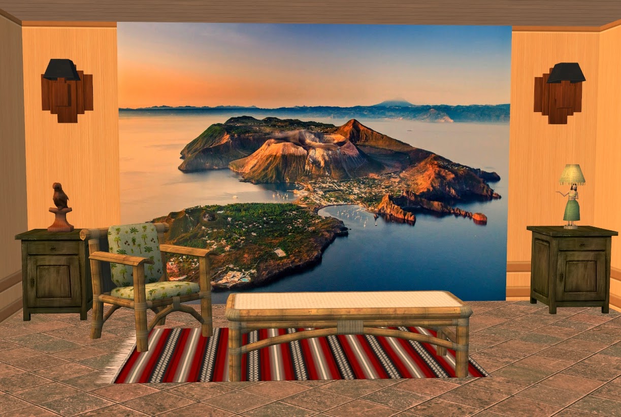 TheNinthWaveSims: The Sims 2 - Kauaian Sunset Mural Paneling Walls