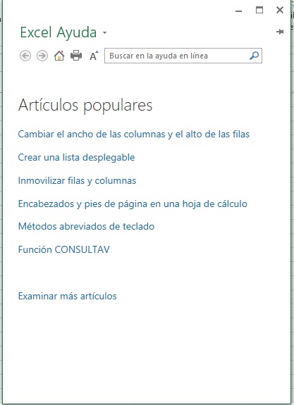 Carpeta de evidencias de Excel 2016: Formas de ayuda en Excel