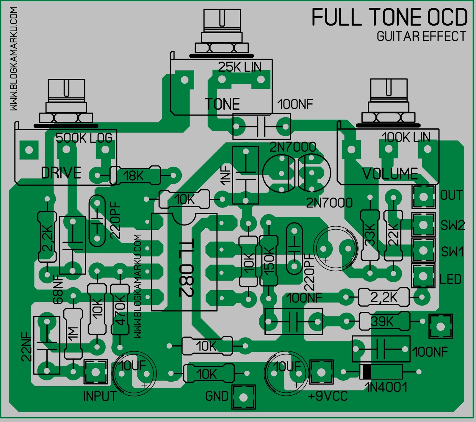 Cara Membuat Gitar Efek Full tone OCD sendiri layout PCB – BLOGKAMARKU
