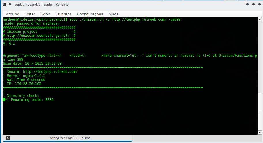 Encontrando vulnerabilidades em aplicações web com Uniscan - Nanoshots ...