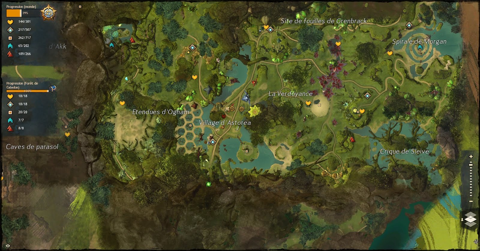 Découvre Guild Wars II: Cartographie : La forêt de Caledon - Zone 1 à ...