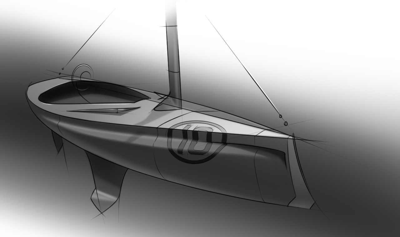 Blue-Ink Marker: Yacht Sketch