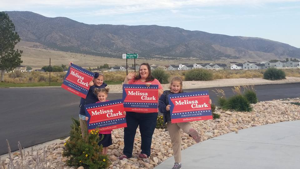The Clark Corner: Melissa for City Council--Waving Signs with the Littles