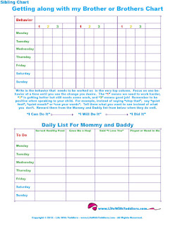 Life with Toddlers: Brother and Sister Sibling Behavior Charts