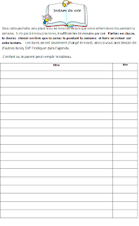 Classe de madame Bernice: Lecture à la maison