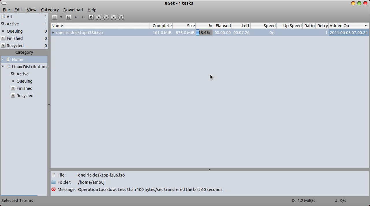 uGet download Manager updates to 1.8.0