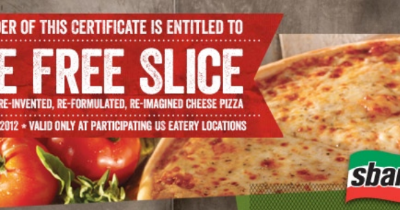 FREE IS MY LIFE: FREE Slice of Pizza at Sbarro on 11/3 with Coupon