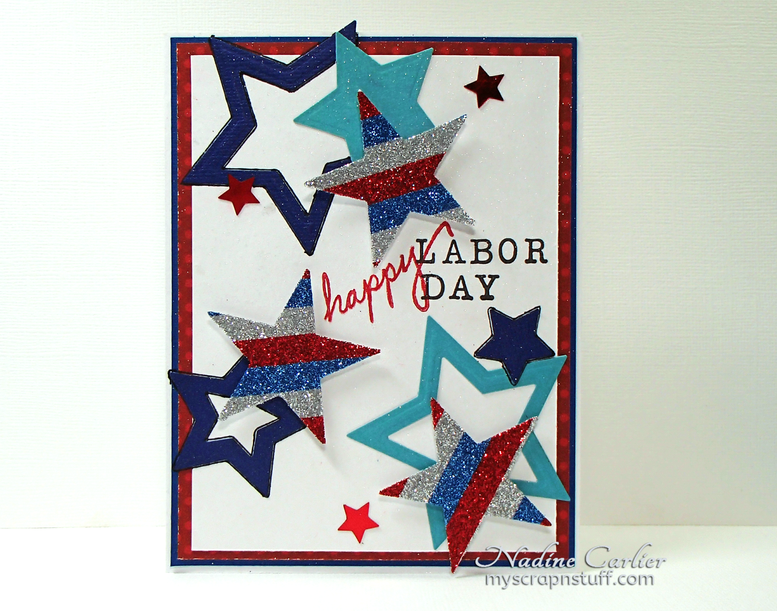 Labor Day Card Glitter Embellishments ~ Nadine Carlier