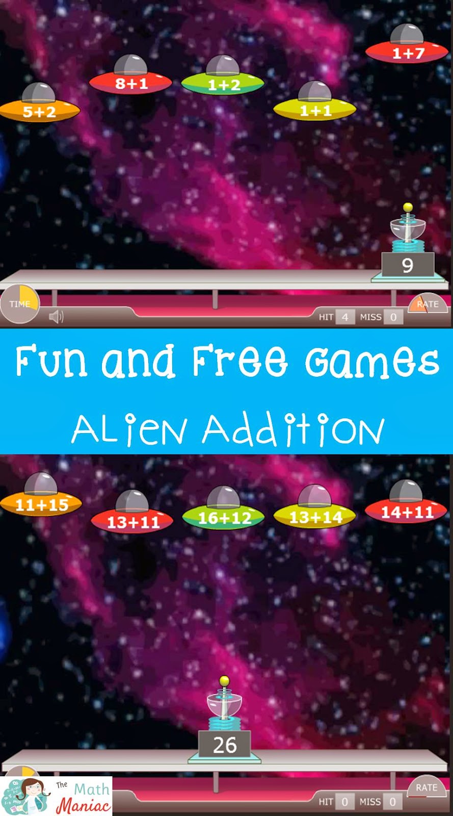 The Elementary Math Maniac: Fun and Free Computer Game: Alien Addition