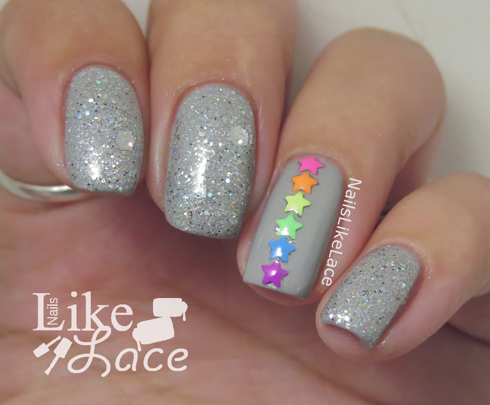 NailsLikeLace: Nail Honey Multi-Faceted + Neon Rainbow Studs