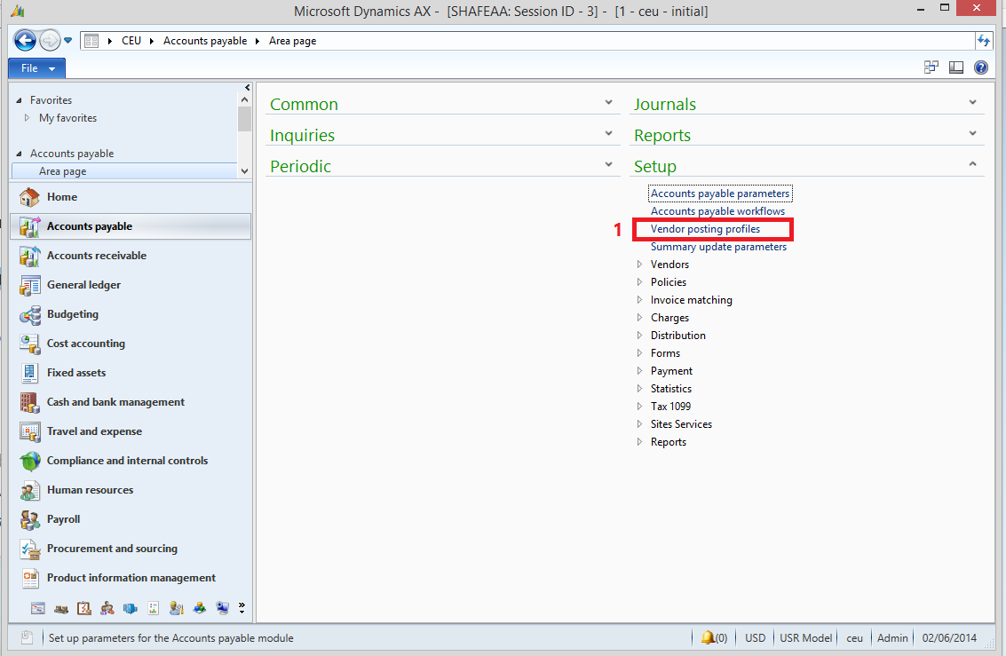 Microsoft Dynamics AX : Prepayment Setup for a Vendor Dynamics AX