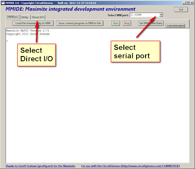 Gizmo's Projects: Maximite Hardware Interface Example