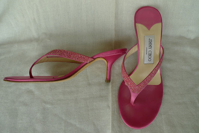 The Shoe Blog: Jimmy Choo flip-flop slides 70mm in fuchsia satin with ...