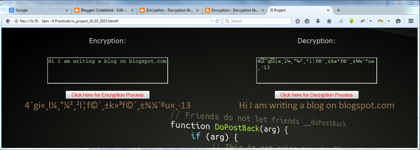 Jaydip Trivedi Caesar Cipher Program In Javascript With Slight Modification