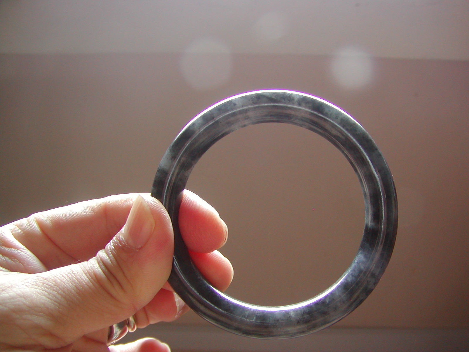 His Jewellery: Jade Bangle- Semi translucent Black Jade.
