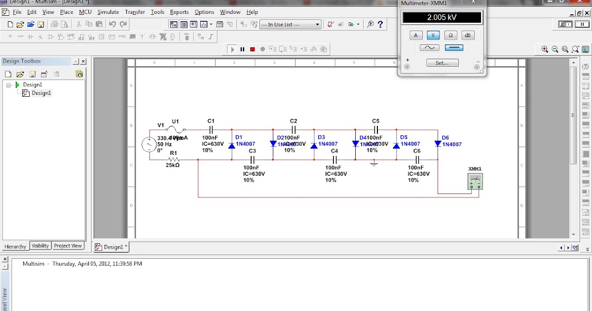 Final Year Project: voltage multiplier (HV DC supply) simulation.