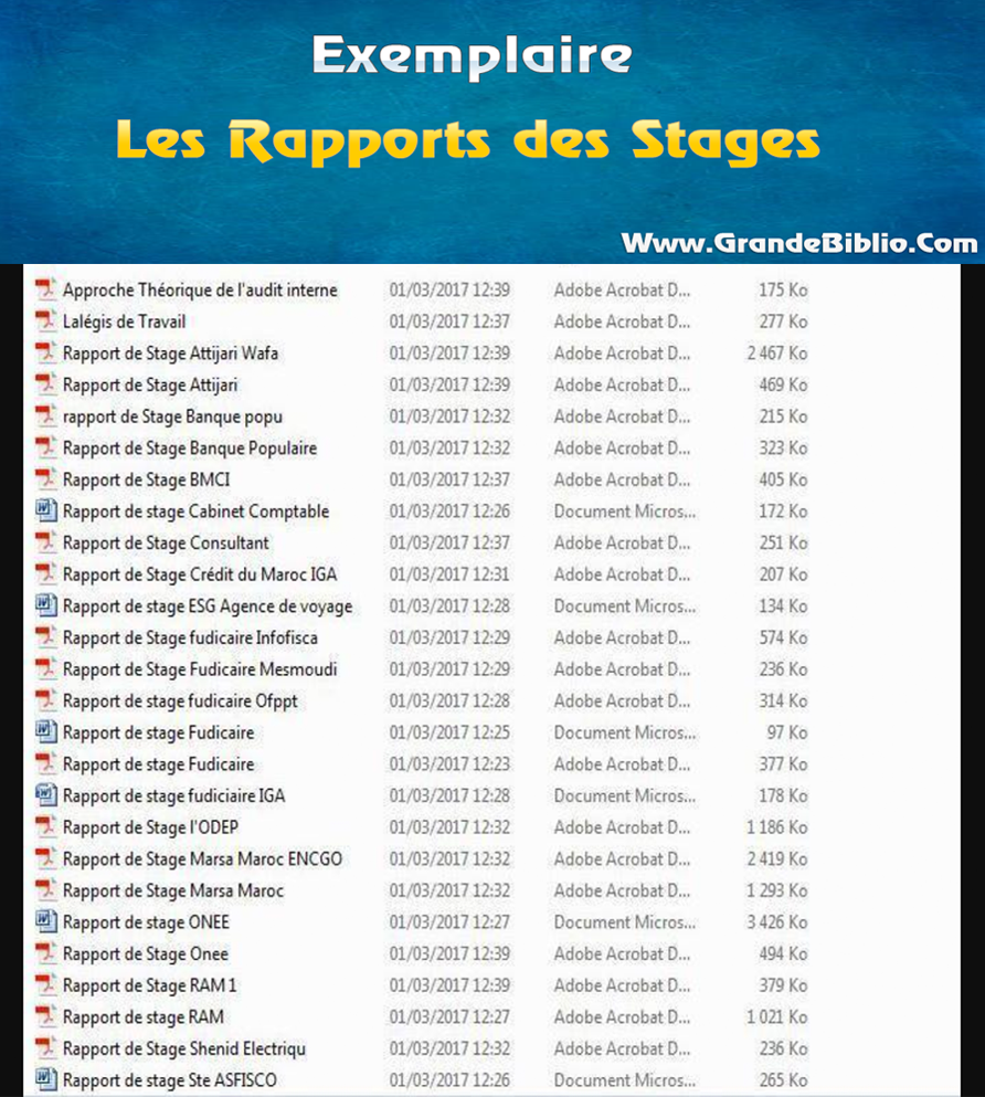 Exemplaire Les Rapports des Stages