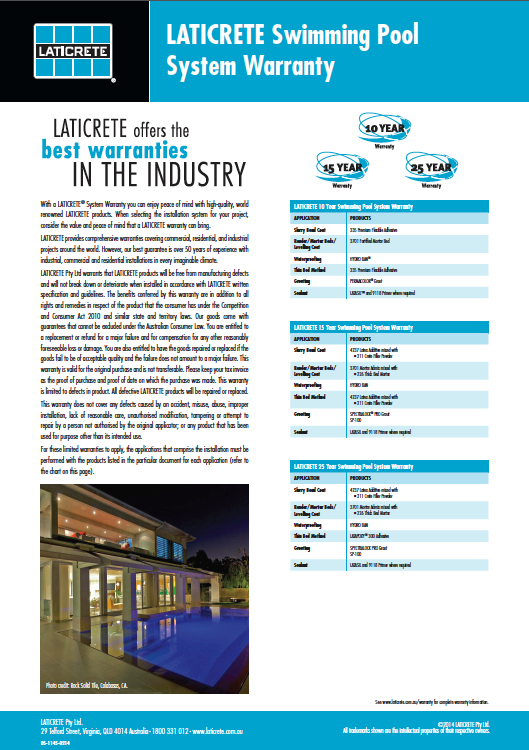 Laticrete Australia Conversations: Swimming Pool Systems Warranty