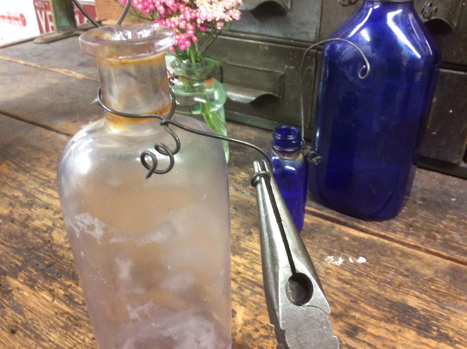 Fresh Vintage by Lisa S: DIY Bottle Garden & Insulator Tea Lights