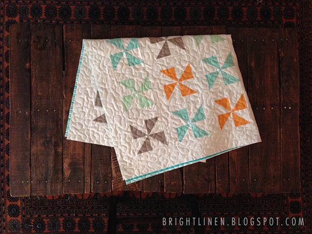 Bright Linen: Pinwheel Baby Quilt Complete