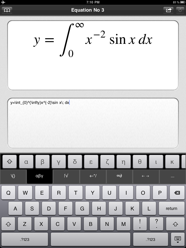 Science Apps (iOS): Equation editor for iPad - MathBot