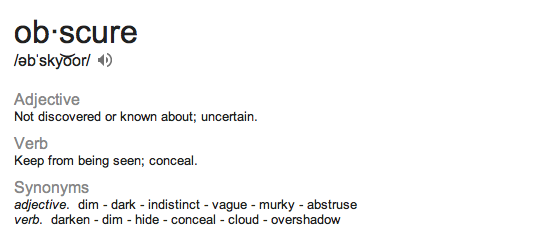 Obscure Definition - kidfasr