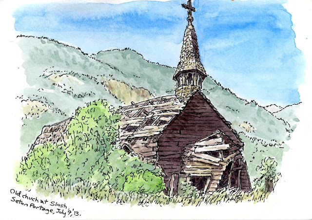 Dave Huggard Drawings: Old church at Slosh