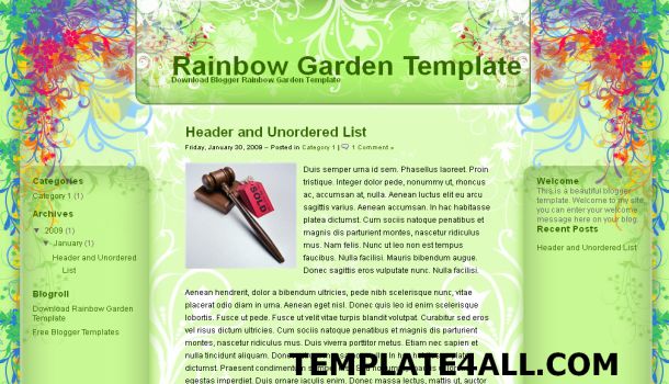 Green Rainbow Nature Blogger Template Download