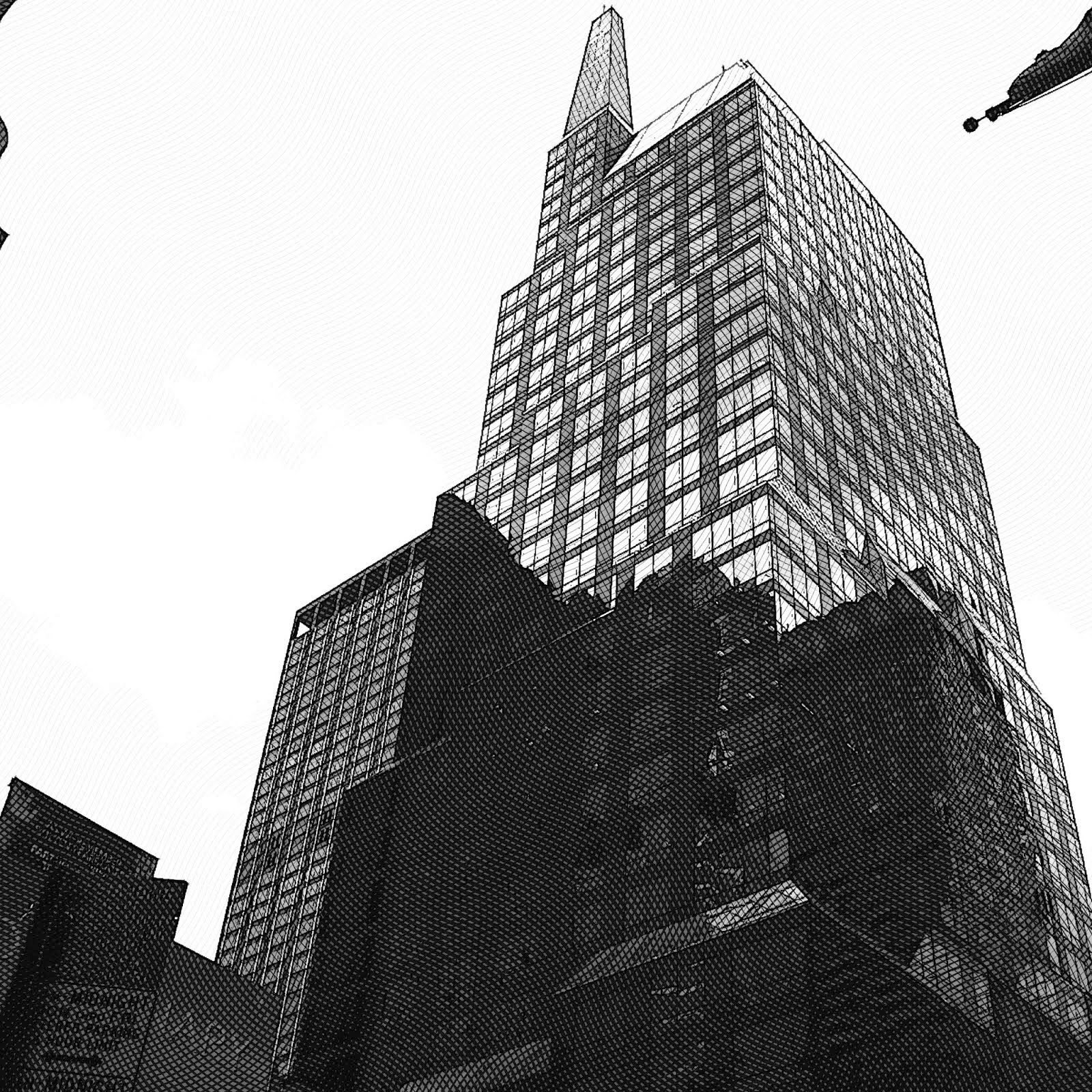 Etching of a building