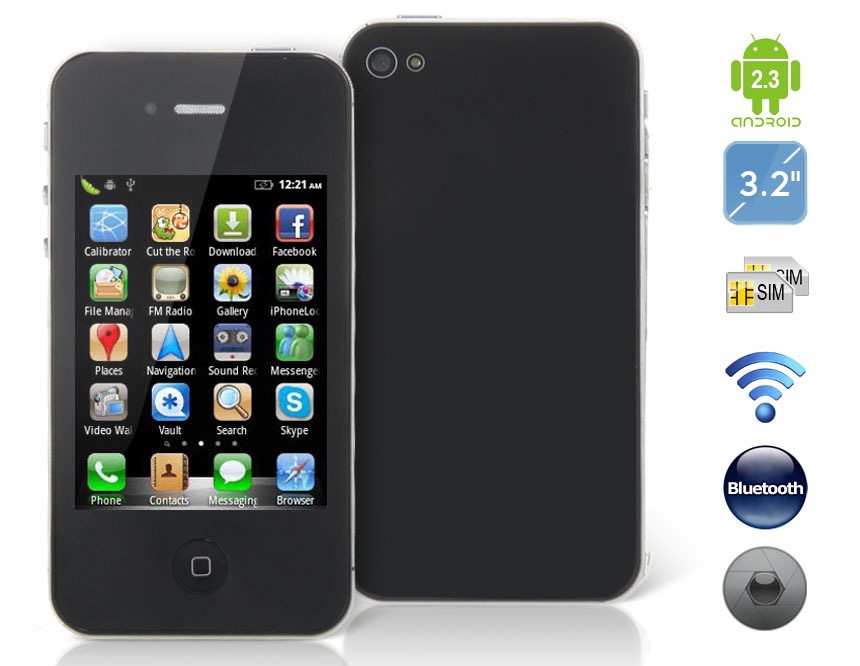 Hiphone 4s Tela 3.2" Android 2.3.5 460MHz com Wi-Fi, TV, Bluetooth ...