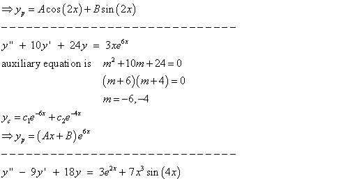 Differential Equations Solved Examples: Write the form of particular ...
