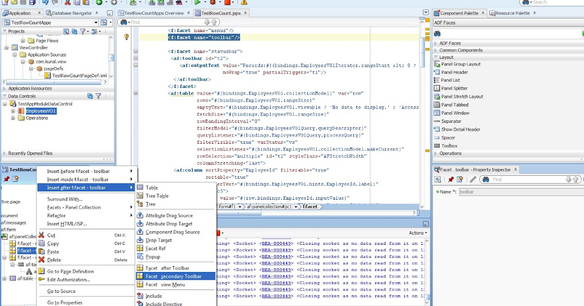 Showing number of rows or row count on top and bottom of table in ADF.