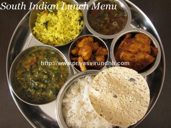 Priya's Virundhu: South Indian Lunch Menu Ideas