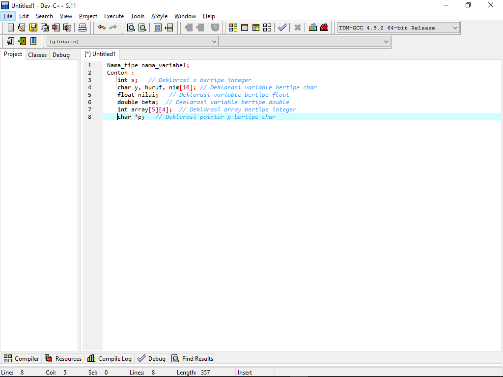 Pengertian Deklarasi di pemrograman bahasa C